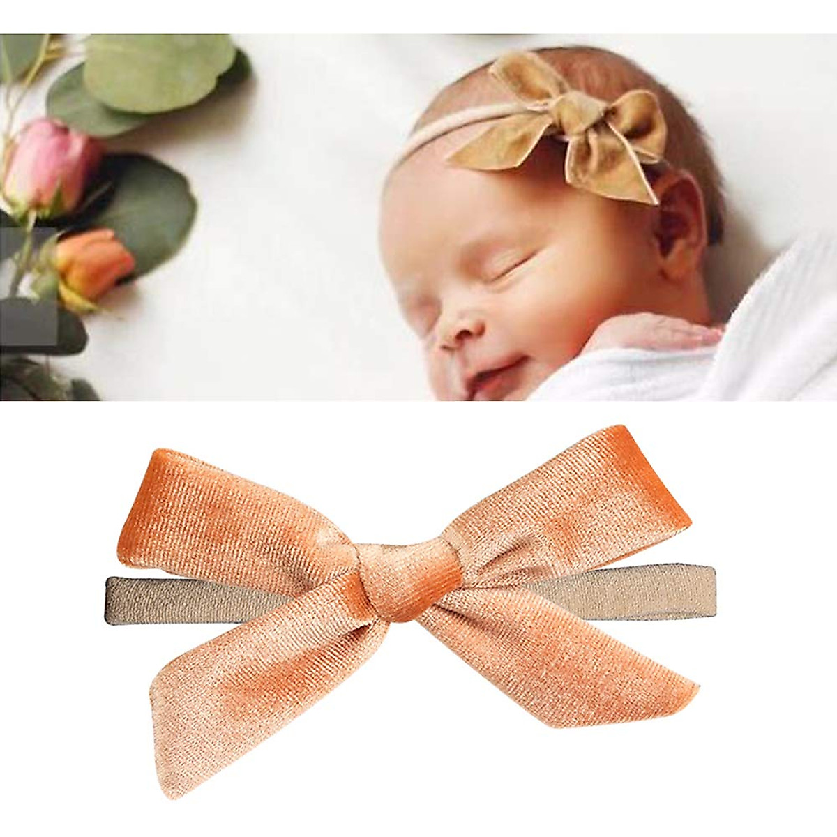 inSowni 15 Pack Solid Velvet Bow Super Stretchy Nylon Headbands Hairbands Accessories for Baby Girls Toddlers Newborns Infants Kids