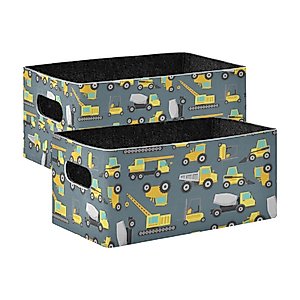 J JOYSAY Construction Transports Theme Storage Basket Felt Storage Bin Collapsible Storage Box Decorative Baskets Organizer for Toy Books Clothes Closet