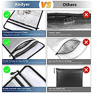 Upgraded Two Pockets Fireproof Document Bag (2000℉), andyer 15”x 11”Waterproof and Fireproof Money Bag with Zipper, Fire Safe Storage for Valuables,Money,Jewelry,Legal Documents,File and Tablet