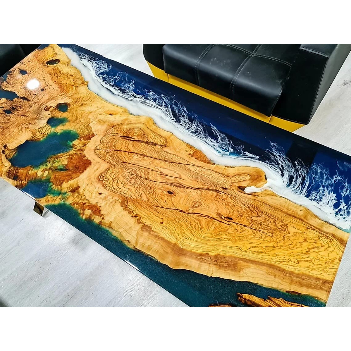 Personalized Large EPOXY Table, Resin Dining Table for 2, 4, 6, 8 River Dining Table, Wood Epoxy Coffee Table Top, Living Room Table (without Stand, 24 x 12inches)