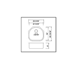 Silver Lake 23" L x 21" W x D x 9" Single Bowl D Shape Undermount Kitchen Sink 18 or 16 Gauge with Grid, Clips, Strainer (SLU430) (16 Gauge)