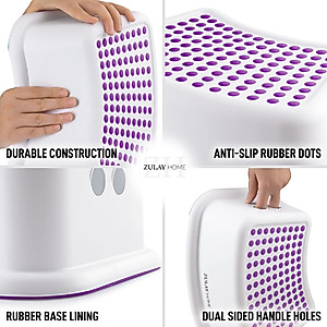 Zulay Home Step Stools for Kids - Toddler Step Stool for Bathroom Sink with Anti-Slip Surface & Base - Kids Step Stool for Toddlers Potty Training, Kitchen, Living Room, Bedroom, Toy Room (Purple)