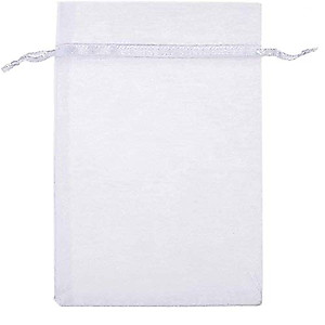 50 Pcs 4x6 inch Gift Wrap Bags, Organza Sheer Clear Tulle Fabric, White Drawstring Sachet for Baby Shower Favor, Birthday Party Favor, Bachelorette Party, Girls Graduation,Small Votive Candles,Marble