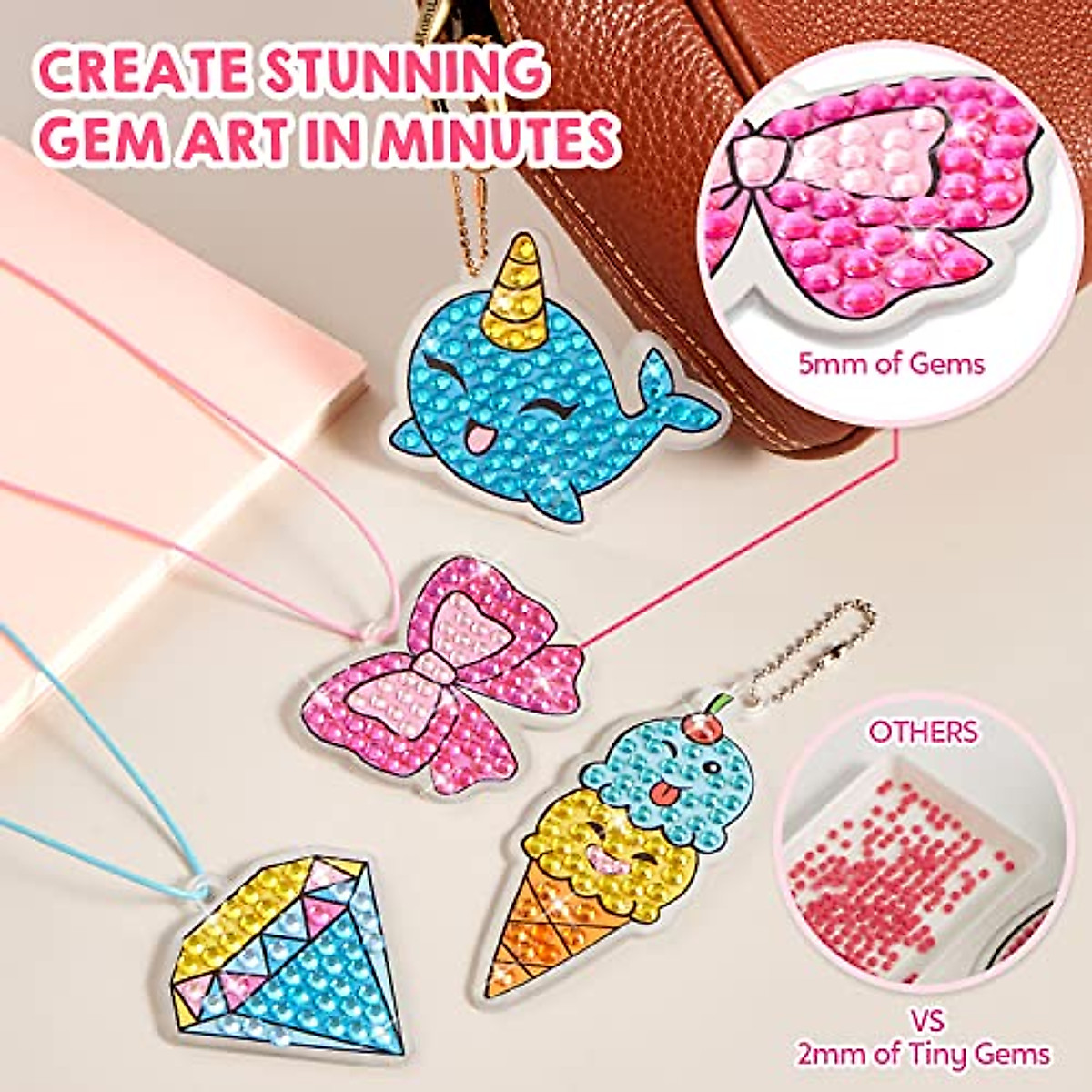 Gem Art, Kids Diamond Painting Kit with Big 5D Gem, Arts and Crafts for Girls Ages 4-12, Gem Craft Activities Kits, Premium Diamond Art Gift Ideas for Girls Crafts Ages 4, 5, 6, 7, 8, 9, 10, 11, 12