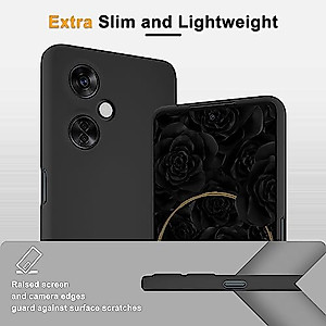 YENAPOON for OnePlus Nord N30 5G Case and 1 Pack Tempered Glass Screen Protector, Slim Liquid Silicone Shockproof Protective Case - Black
