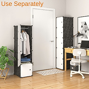 MAGINELS Portable Wardrobe Closets - 14"x18" Depth (16 Cubes) Cube Storage, Bedroom Armoire, Wardrobe Storage Closet, Clothes Dresser, Closet Storage Organizer, Black