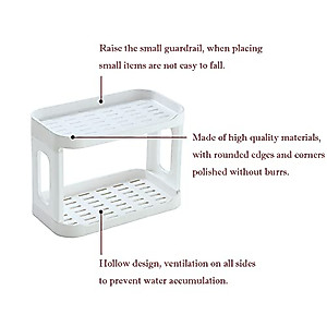 XUDAUP Bathroom Countertop Organizer 2 Tier Plastic Bedroom Desktop Storage 2PACK Shelf Vanity Counter Top Rack Perfect for Bedroom Washroom Office School Kitchen (White)