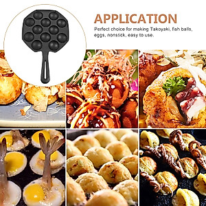 Hemoton Pans Grill Pan 19 Holes Baking Tray Cast Iron Nonstick Cooking Plate Pancakes Plate Octopus Balls Baking Maker for Quail Egg Octopus Black Nonstick Frying Pan Nonstick Frying Pan