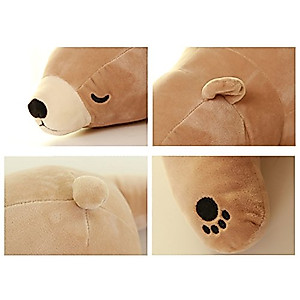 MMTTAO Stuffed Polar Bear Animal Plush Toy 20 Inch Large Brown Sleeping Bear Animal Stuff Soft Plushies Cute Dolls Collection Huggable Throw Pillow Cushion Gifts for Kids Children Boys Girls, 20Inches