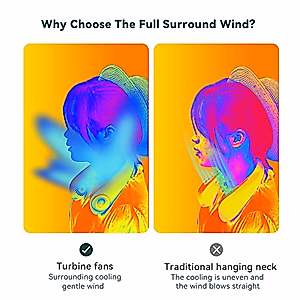 AUSXARON Portable Neck Fan, 4000 mAh Hands-Free Bladeless Fan, Free Adjustment Width, Wearable USB Rechargeable Cooling Fan, Headphone Design, 3 Adjustable Speeds - Dark Green