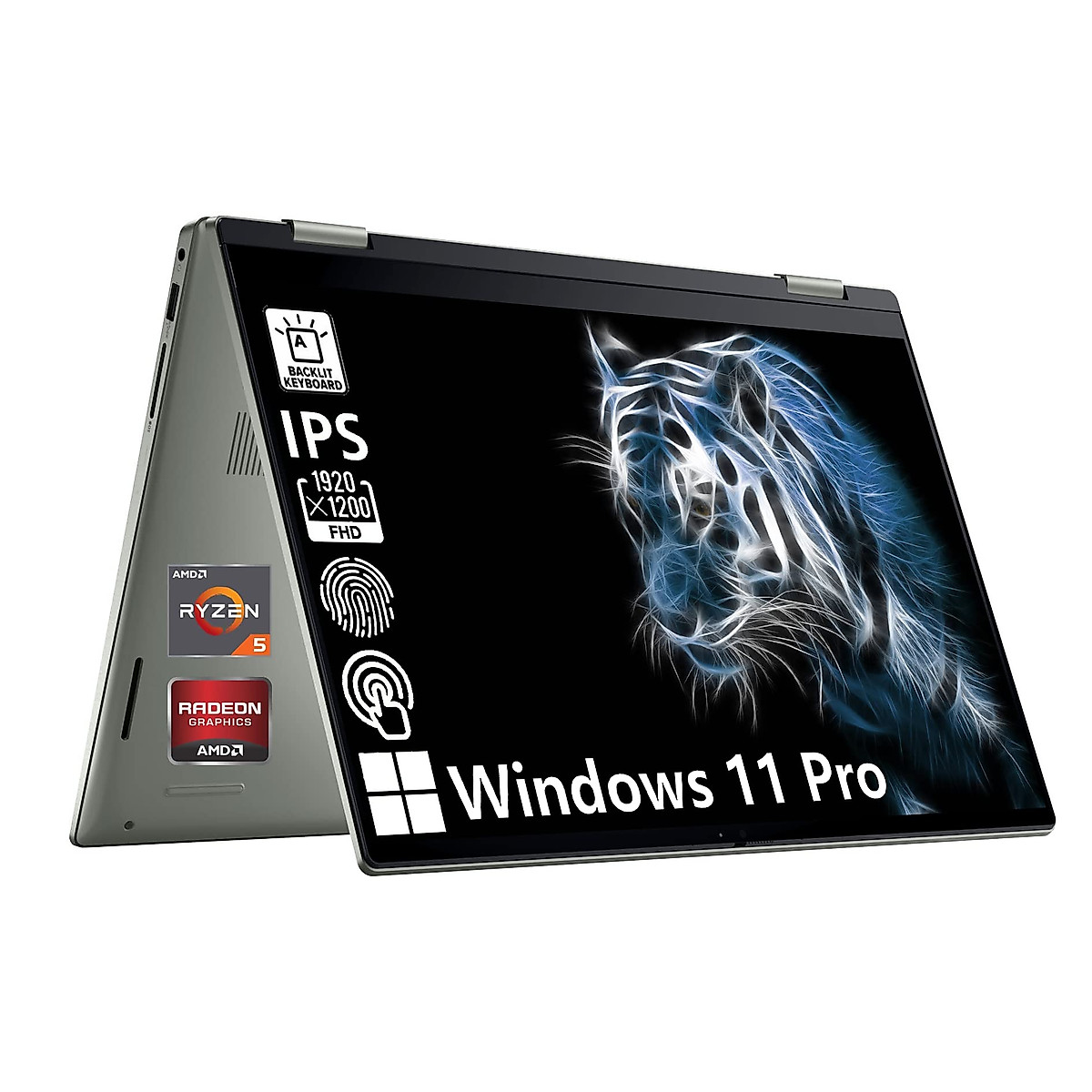 [Windows 11 Pro] Dell Inspiron 7425 2-in-1 Business Laptop, 14"WUXGA IPS Touchscreen, Ryzen 5 5625U, 16GB RAM, 512GB SSD, Fingerprint Reader, Backlit Keyboard, Type-C, Long Battery Life, Pebble Green