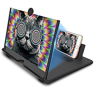 Phone Screen Magnifier, Ultra-Clear Mobile Phone Screen Amplifier with Folding Stand Holder,Pull-Out HD Screen Magnifier Newest Version, Suitable for All Smart Phones (12 INCH)