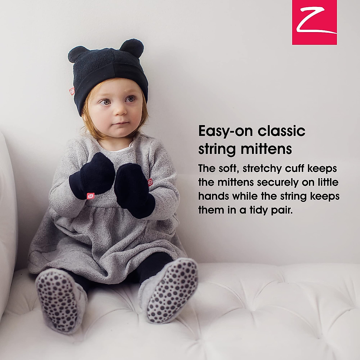 Zutano Fleece Mittens for Babies, Infants, and Newborns, Thumbless Outdoor Winter Baby Gloves, Heather Gray