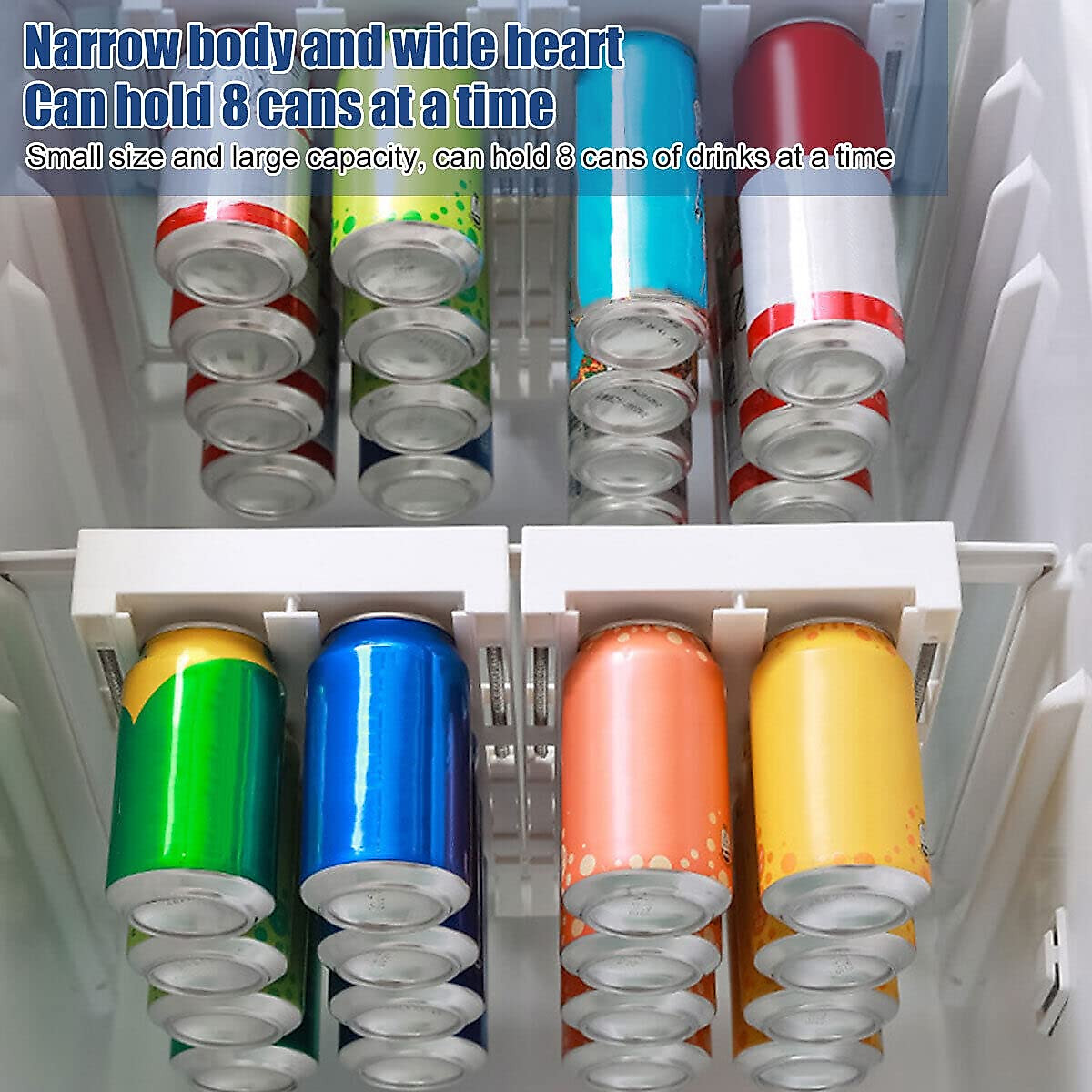 Hanging Soda Can Organizer for Refrigerator, Adjustable Suspended Cans Storage Rack, Stacking Pop Can Dispenser for Fridge, Beer Drink Holder for Fridge Freezer, Beverage & Canned Food Organizers