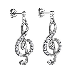 Beautlace Women's Musical Note Stud Earrings Silver Plated Treble Clef Music Note Earring Jewelry Gifts for Music Lover KE0027W