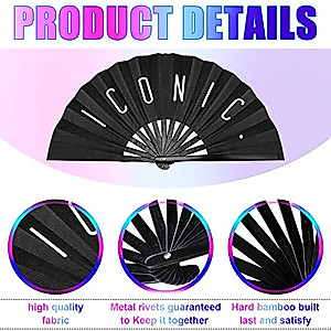 Amyhill Rave Fan 2 Packs Black Large Folding Hand Fan Bamboo Chinese Fan with Voice for Men and Women Party Performance, Dance, Decorations, Gift, 13 Inch (Novelty Style)