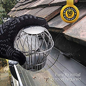 Gutter Guard 3 Inch 304 Stainless Steel Filter Strainer Fits for 2.6" ~ 3.7" Round Downspout, Stops Leaves Seeds and Other Debris Gutter Cleaning Tool – 4 Pack