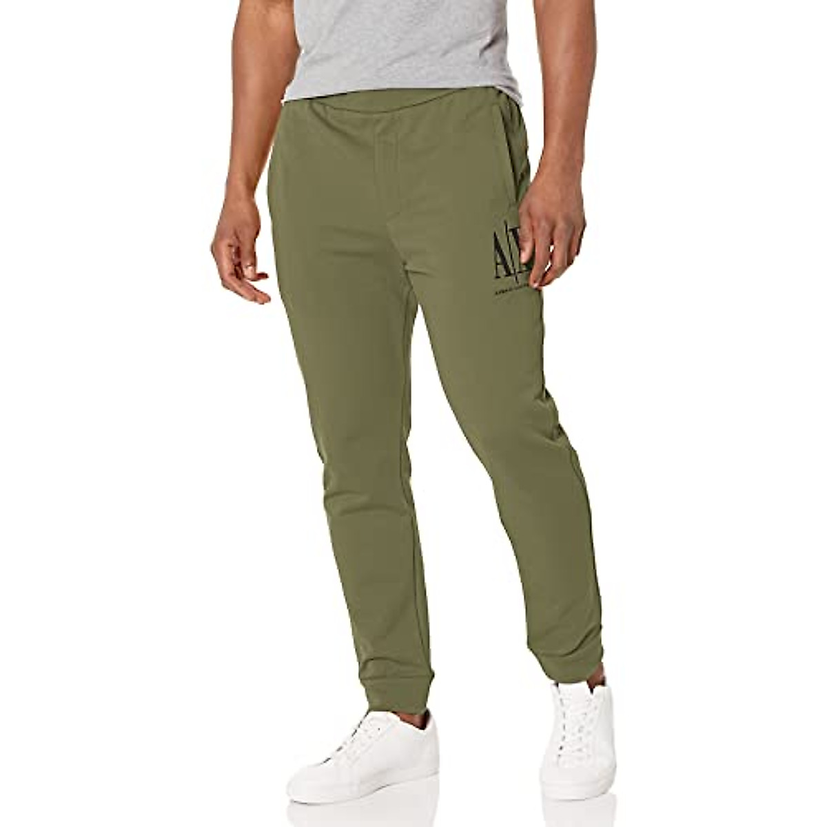 A|X ARMANI EXCHANGE Men's Icon Project Embroidered Logo Jogger Sweatpant, Olive Night, L