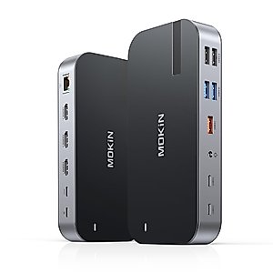 MOKiN Laptop Docking Station,16 in 1 Docking Station USB C Dock Triple Monitor,USB C Docking Station with 3 HDMI,PD 100W, USB 3.1/3.0/2.0,RJ 45 Ethernet,SD/TF,Audio for Dell/HP/Lenovo,Matte Black
