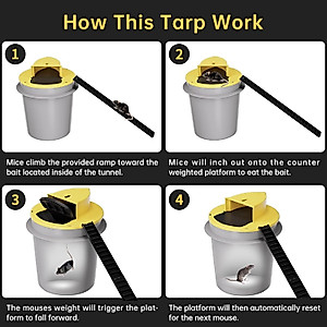 3 Sets Mouse Trap Bucket - Multi-Catch, Auto-Reset, Humane or Lethal Rat Trap - Mouse Traps Indoor for Home, Farm, Warehouse, Garage, Great Rat Traps, 5 Gallon Bucket Compatible(Yellow)
