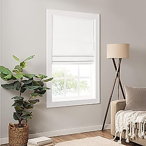 Eclipse Lane Cordless Roman Shades for Windows, Room Darkening, 23 in Wide x 64 in Long, Noise Reducing and Energy Efficient Window Treatments for Living Room, Bedroom or Office, White