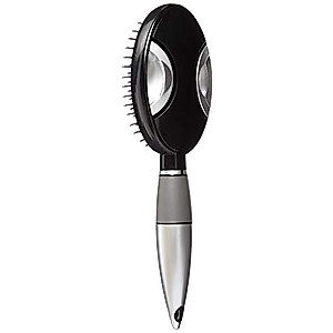 Qwik-Clean Brush - Easy Clean Retractable Bristles and Detangling Oval Brush for Curly, Straight and Thick Hair - Wet and Dry Hair - Black