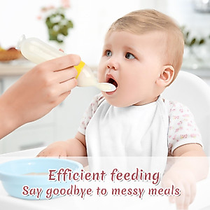 Baby Food Feeder 4 Pack Silicone Baby Food Dispensing Spoon-WAJIAYON, 3 oz Squeeze Feeding Spoons with Suction Cup for Boys Girl Kids Toddlers - Self Feeding Bottle Spoon