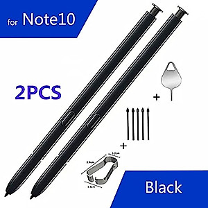 A-creator 2PCS Galaxy Note 10 Stylus Pen (Without Bluetooth) Replacement for Galaxy Note 10 Note10 Plus Note 10+ 5G with TipsNibs+Eject Pin (Black)