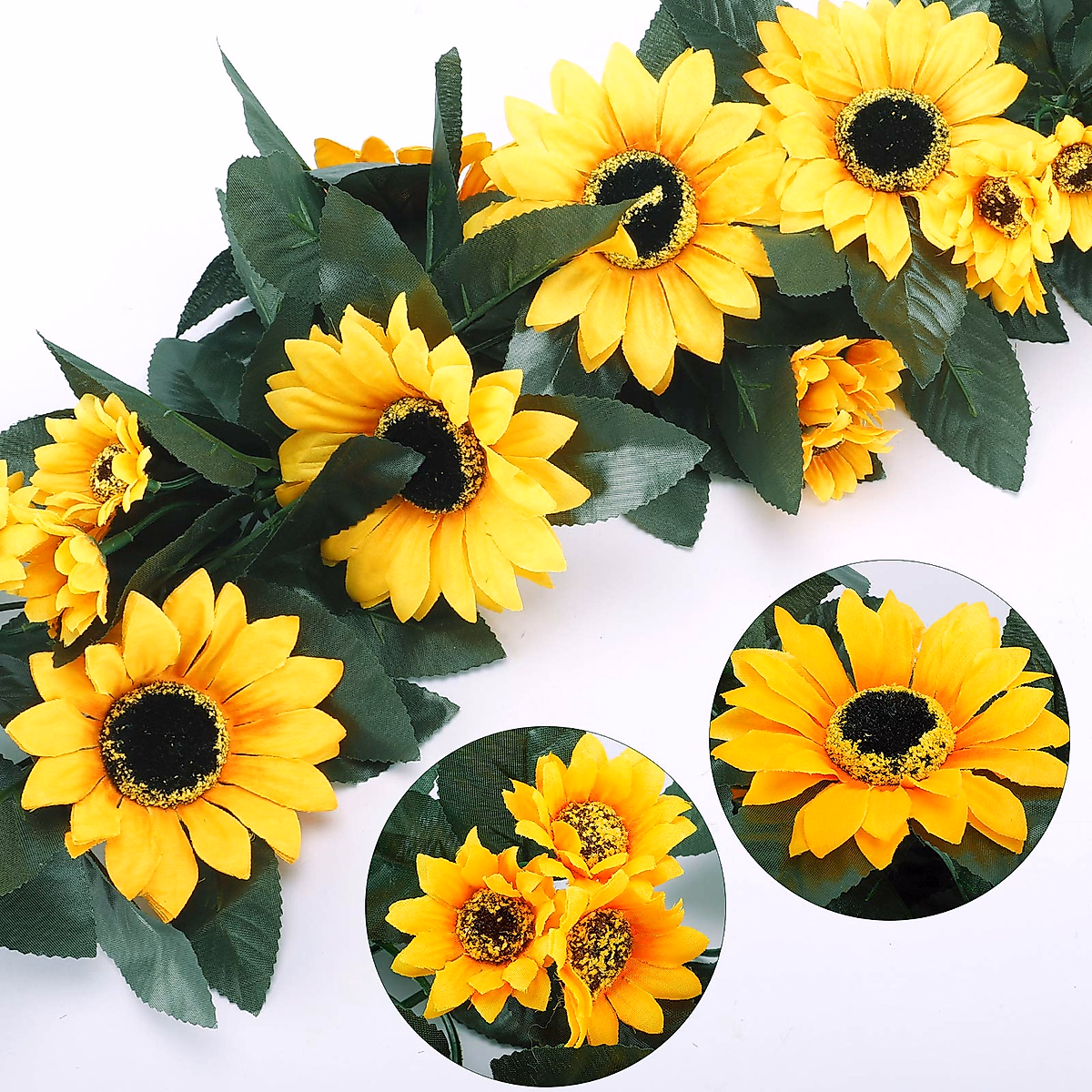 WXBOOM 4pcs Artificial Sunflower Vine Hanging Sunflower Garland Silk Artificial Flowers with Garland Garden Craft Art Party Wedding and Home Decoration