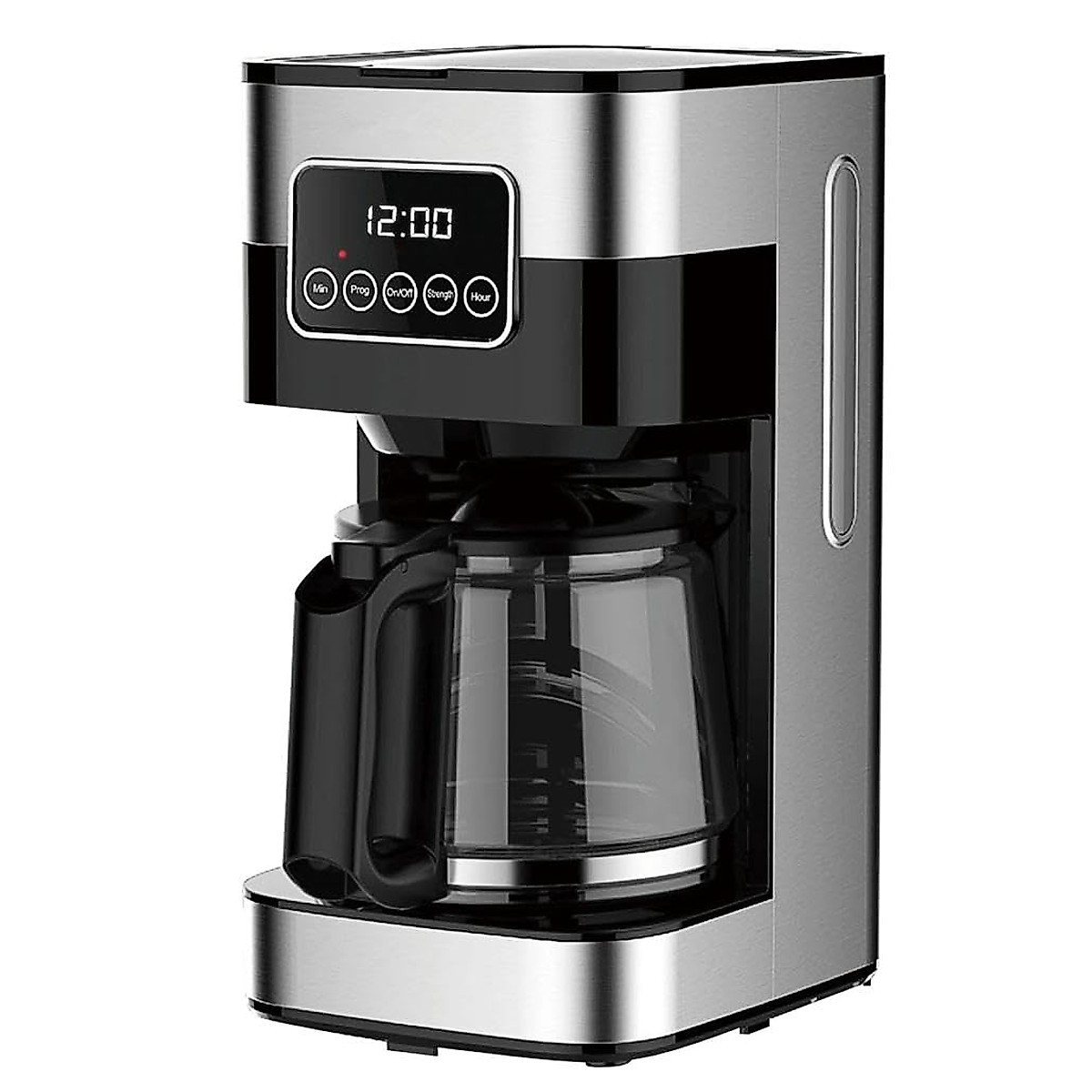 10 Cup Coffee Maker,Programmable Coffee Machine with Touch Screen,Glass Carefe,Reusable Filter,Auto Shut-Off and Pause,Regular & Strong Brew for Home and Office,Silver and Black