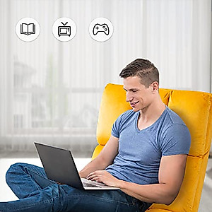 MCombo Accent Chair with Ottoman, Velvet Modern Metal Legs, Club Chair Lounge Sofa Couch for Living Reading Room Bedroom 0014 (Yellow)