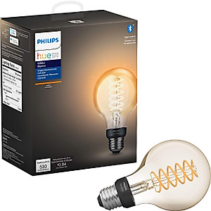 Philips Hue White Filament Globe G25 LED Smart Vintage Bulb, Bluetooth & Hub Compatible (Hue Hub Optional), Voice Activated with Alexa