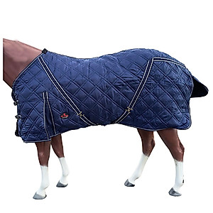 HILASON Western Horse Stable Blanket Quilted | Horse Blanket | Horse Blankets for Winter | Water Resistant Stable Blankets for Horses | Blankets for Horses | Blue | 78 Inches