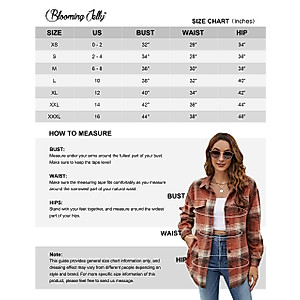 Blooming Jelly Flannel Shirts for Women Long Sleeve Plaid Shirt Shacket Jackets Fall Clothes 2023 (Small, Orange)
