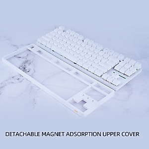 IROK FE87/104 RGB Mechanical Keyboard, Hot Swappable Gaming Keyboard, Customizable Backlit, Magnet Upper Cover Type-C Wired Keyboard for Mac Windows-White/Red switch