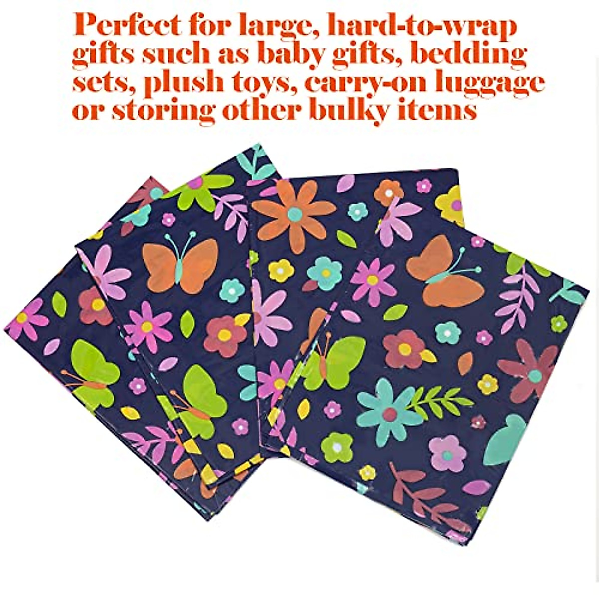 WISHOPE 3 Pieces 48" Jumbo Plastic Gift Wrapping Bags Extra Large Gift Sack Giant Goody Bags XL Present Bags for Baby Shower New Parents Birthday Wedding Christmas