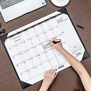 Nekmit Large Desk Calendar 2023 with Black Desk Pad, Desk Blotter Calendar 22"x17", Runs From Now - Jun 2024 with TO-DO and NOTES List