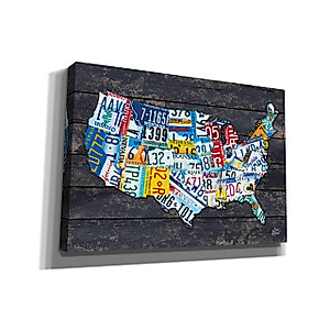 Epic Graffiti 'USA License Plate Map' by Britt Hallowell, Canvas Wall Art, 26"x18"