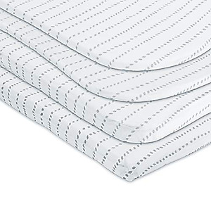Petit Dreams PD-0023 Bassinet Sheet Jersey Knit Cotton for Baby Boy Or Baby Girl Flexible Fit for Multiple Size Bassinet Mattresses & Mini Co-Sleepers, Dotted Stripes