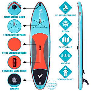 Freein SUP Inflatable Stand Up Paddle Board with Kayak Seat,Paddle Boards for Adults, Accessories sup Pump Adaptor,sup Kayak Paddle（Auqa,10'6"