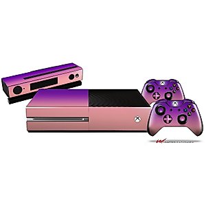 Smooth Fades Pink Purple - Holiday Bundle WraptorSkinz Decal Style Vinyl Skin Wrap compatible with XBOX One Original Console, Kinect and 2 Controllers (GAMING SYSTEM NOT INCLUDED)