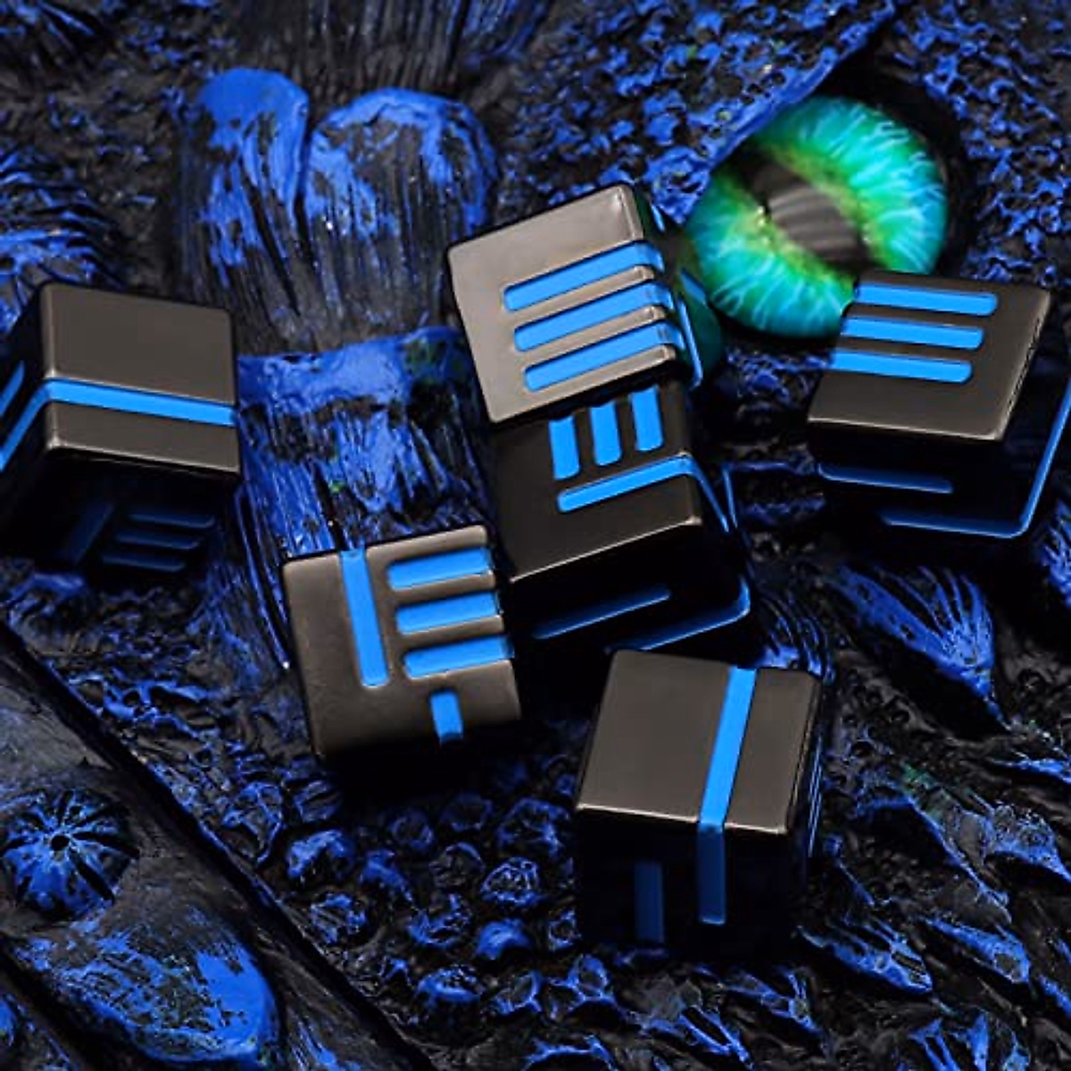 D6 Metal Dice Set, HNCCESG 6 Sided Dice 6 Pieces Solid Metal Game Dice for DND Dungeons and Dragons Role Playing Game RPG Pathfinder Shadowrun Warhammer D&D Accessories Gift (Blue)