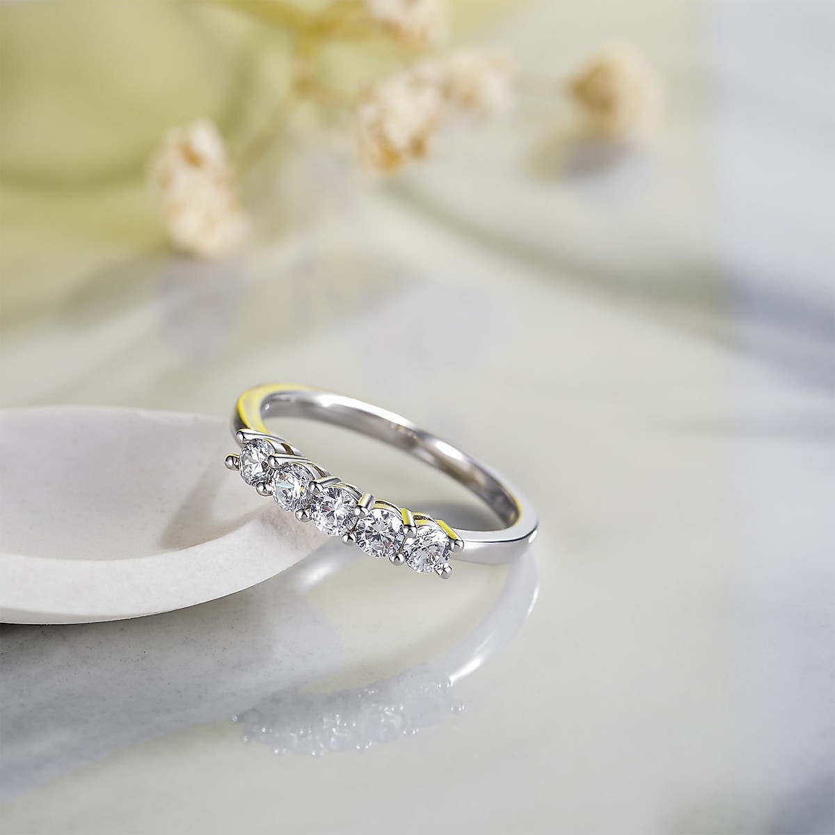 SHINYSO Wedding Band for Women Cubic Zirconia Stackable Engagement Rings Promise and Anniversary Ring Silver Size 6