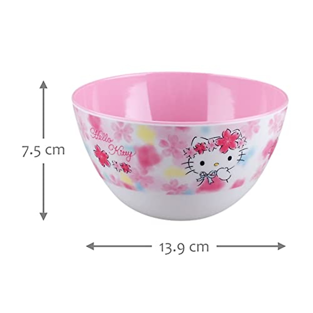 Hello Kitty Flowers Cute Pink Dinnerware Flatware Meal Set – Plate Bowl Cup Fork Spoon, 5 pieces