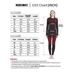 NOOYME Thermal Underwear for Women Long Johns for Women, Base Layer Women Black-red