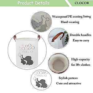 CLOCOR Elephant Laundry Basket,Baby Nursery Hamper for Boys and Girls,Kids Toys Bin for Bedroom,Gift Basket（Baby Hamper