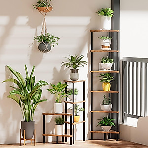 Lifenite Corner Shelf Stand, 5 Tier Corner Bookshelf with Storage, Corner Bookcase for Small Spaces, DIY Stackable Bookshelf, Corner Display Plant Stand, Bathroom, Living Room, Kitchen, Home Office