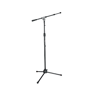 Gator Frameworks Tripod Mic Stand with Soft Grip Twist Clutch, Boom Arm, and Both 3/8" and 5/8" Adapters; Min/Max Height - 6"/99" (GFW-MIC-2020),Black