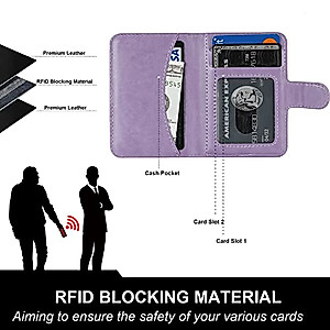 Bocasal for MagSafe Wallet Magnetic Card Holder, RFID Blocking Leather Card Slots for iPhone 14/13/12 Pro/Max/Plus, Adjustable Kickstand Flip Mag Safe Wallet (Purple)