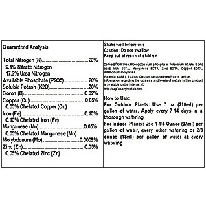 EZ-gro 20 20 20 Fertilizer - All Purpose Liquid Plant Food - Lawn, Flower, Herb, Vegetables - Best Way to Grow Green Plants - Garden-Growing Miracle Nutrients - 1 Qt / 32 fl oz / 946 mL